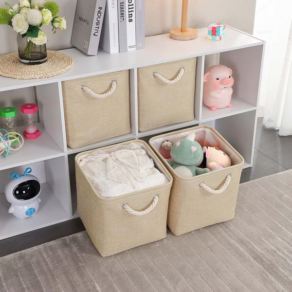 33x38x33cm Beige Canvas Fabric Kallax Insert Boxes Set Mangata