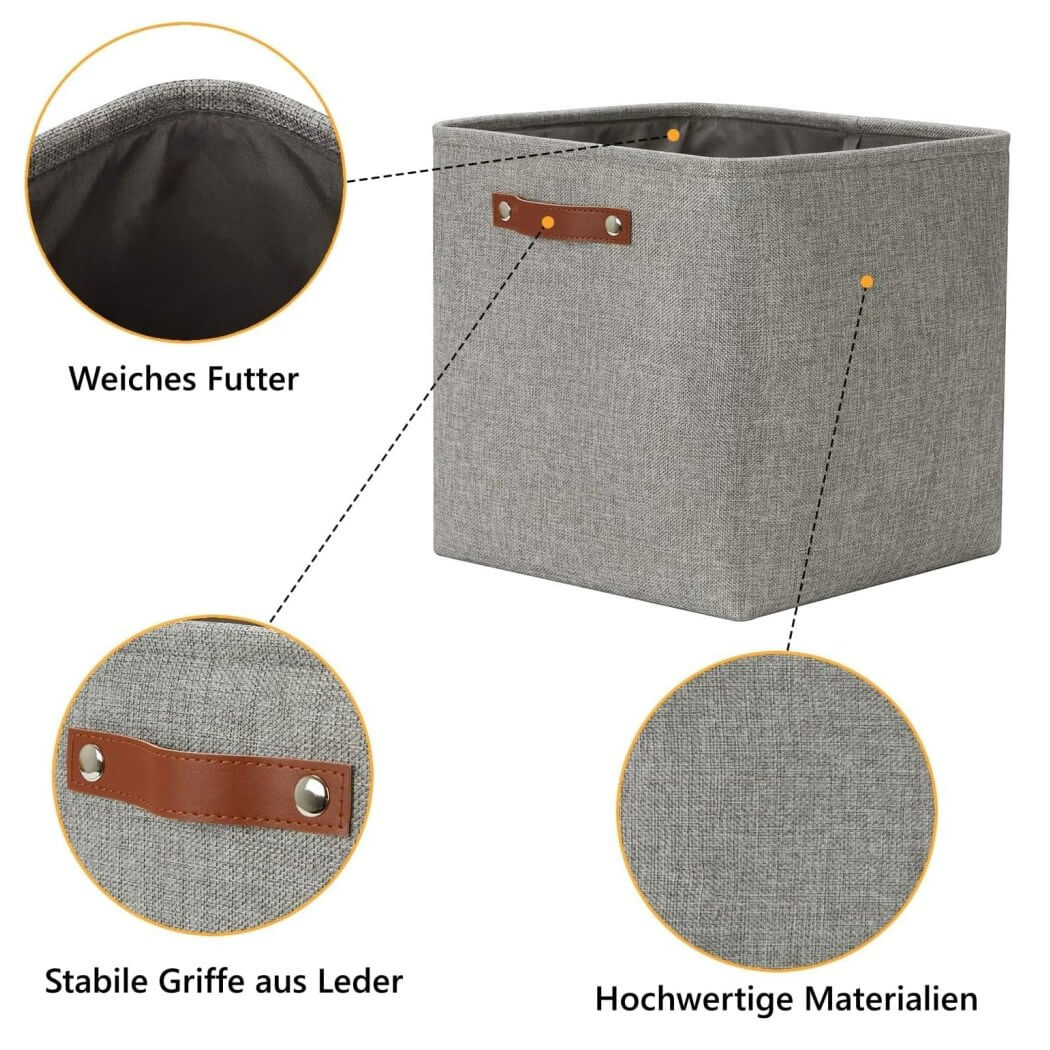 Grey Fabric Cube Storage Boxes | Perfect for Home and Office ...