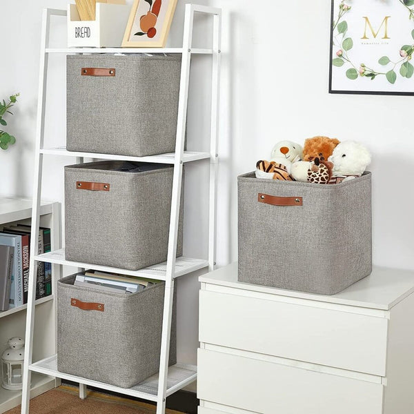 Grey Fabric Cube Storage Boxes | Perfect for Home and Office ...