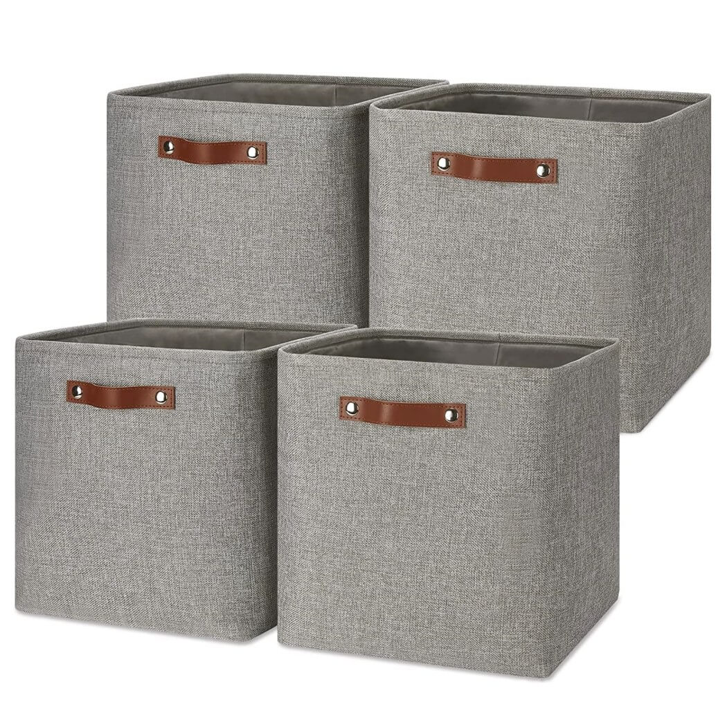 Grey Fabric Cube Storage Boxes | Perfect for Home and Office ...