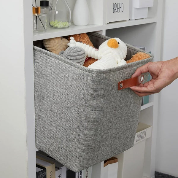 Grey Fabric Cube Storage Boxes | Perfect for Home and Office ...