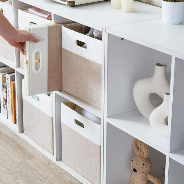 Cube Storage Boxes PP Board for Cupboards Light Khaki White – Mangata