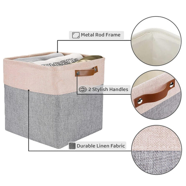 Storage Cubes Boxes 33cm with Leather Handles (33 * 33 * 33cm) – Mangata