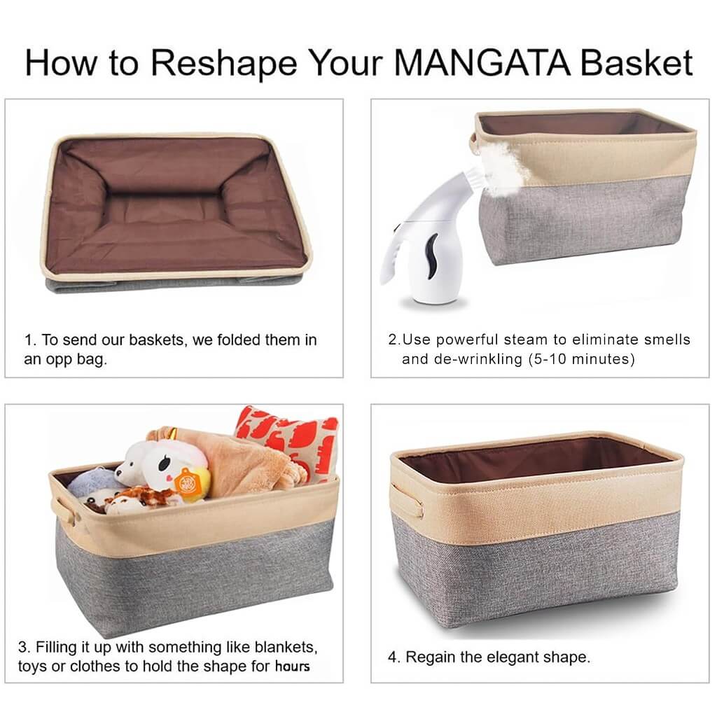 White Khaki Storage Baskets With Rope Handles For Wardrobe – Mangata