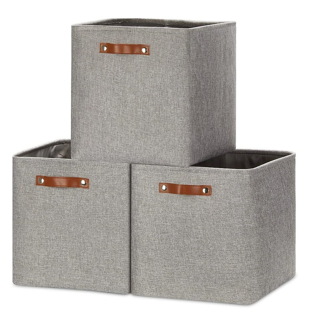 Grey Fabric Cube Storage Boxes | Perfect for Home and Office ...