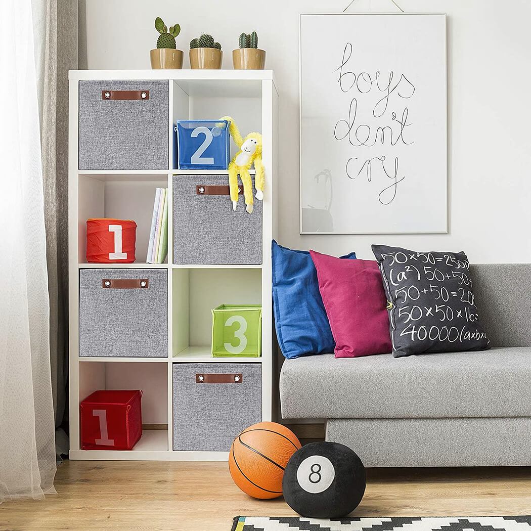 Storage Boxes Cube | 30cm Grey Fabric Storage Baskets for Toys Nursery ...