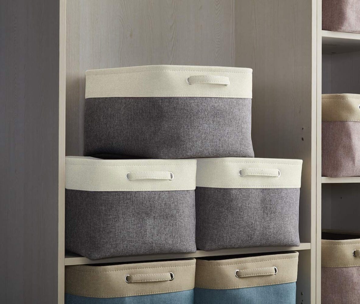 Fabric Storage Box | Mangata Large Canvas Storage Baskets for Cupboards ...