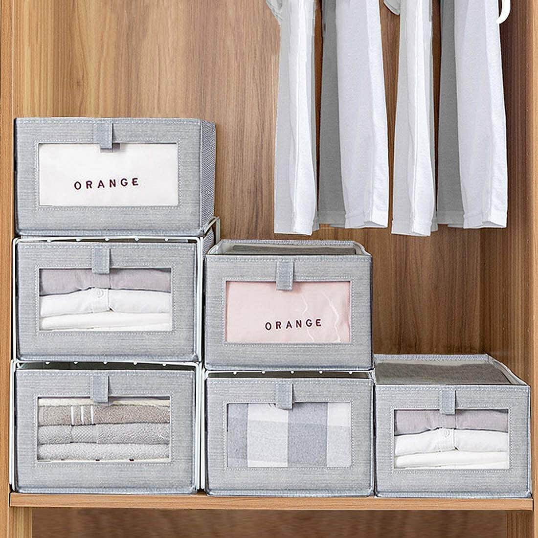 Foldable Clothes Wardrobe Storage Box Organizer with Handle to Pull Ou ...