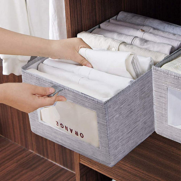 Foldable Clothes Wardrobe Storage Box Organizer with Handle to Pull Ou ...