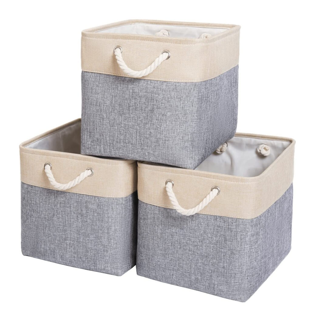 Clothes Storage Boxes for Wardrobes Grey Beige Mangata