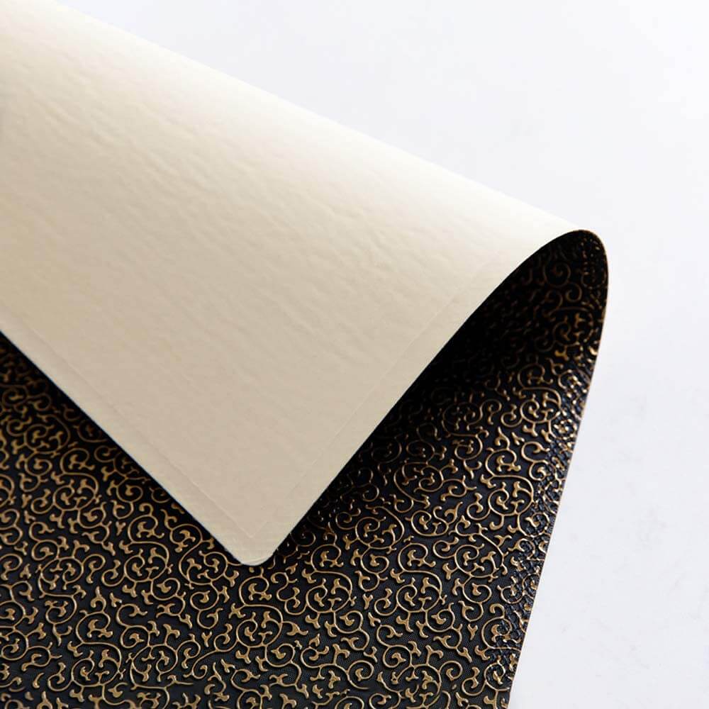 Set of 4 Embossed Pattern Leather Table Place Mats Washable Heat Resis ...