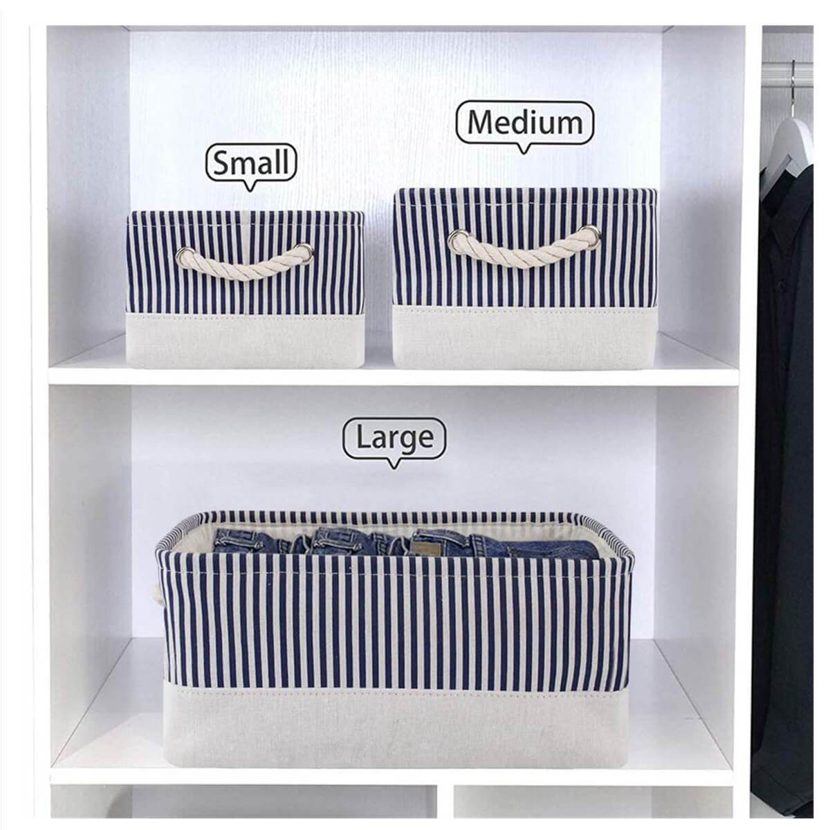 Stripe Fabric Storage Box with Rope Hand – Mangata