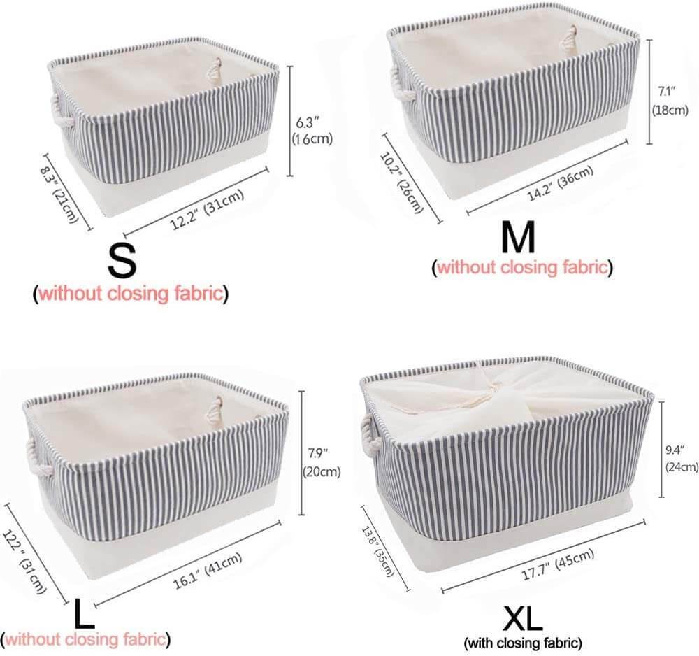 Stripe Fabric Storage Box with Rope Hand – Mangata