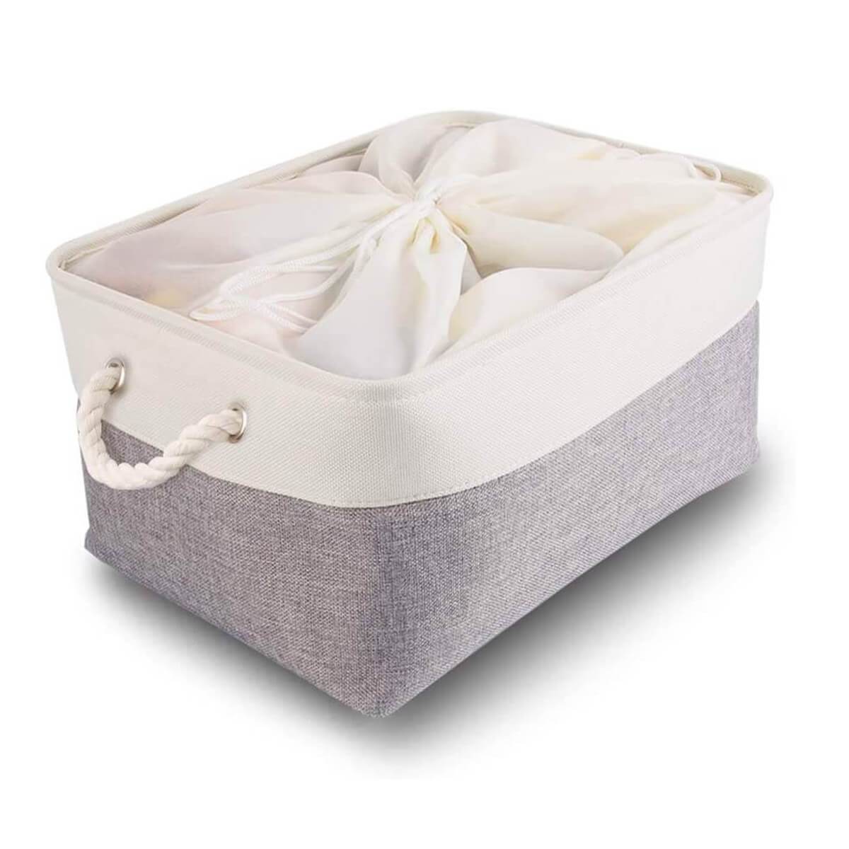 Fabric Storage Boxes for Cupboards(Grey White) | Mangata