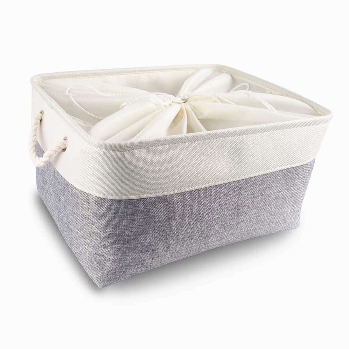 Fabric Storage Boxes for Cupboards(Grey White) | Mangata