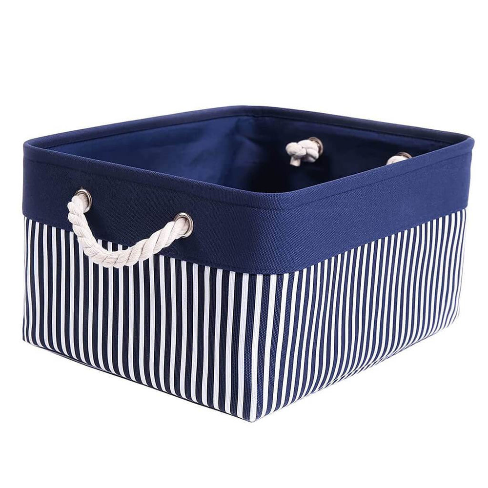 Washable Fabric Storage Boxes Foldable Basket Organizers Blue White St Mangata